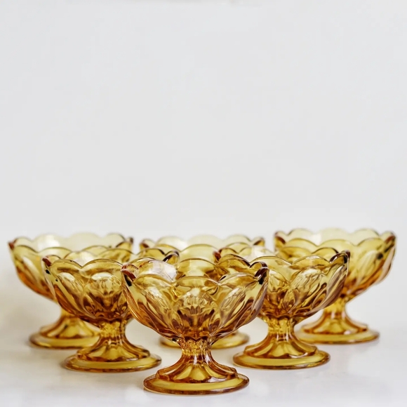 Vintage | Dining | Vintage Amber Glass Cups Set Of 6 | Poshmark